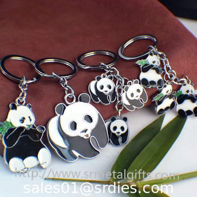 Good value exquisite metal drop charm pendants key chain, painted panda drop ornaments, supplier