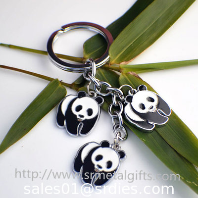Metal drop ornaments keychain, painted panda drop pendants key chain, zinc alloy, painted, supplier