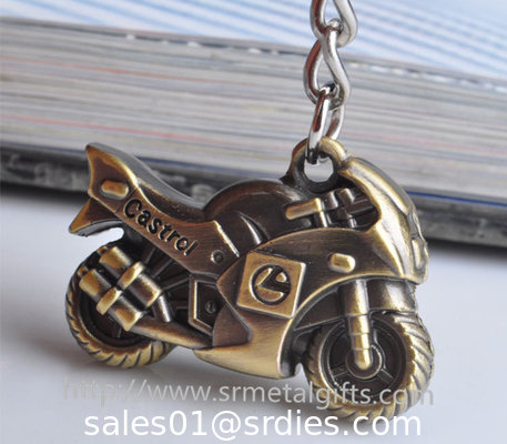 Promotional metal motorcycle drop pendant keychain,brass plated motorcycle charm ornament, supplier