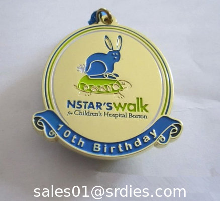 Metal boxing event medals with ribbon lace, gold sports boxing medals with ribbon, supplier