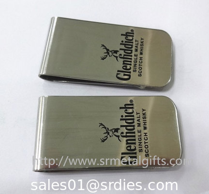 Engraved logo stainless steel money clips, promotional ss money clips for corporate gifts, supplier