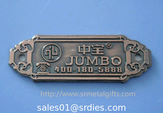 Screw on antique bronze plated metal emblem plates sign plaques, vintage copper plates, supplier