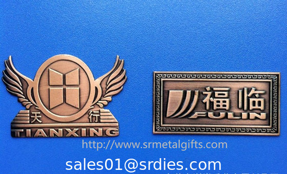 Screw on antique bronze plated metal emblem plates sign plaques, vintage copper plates, supplier