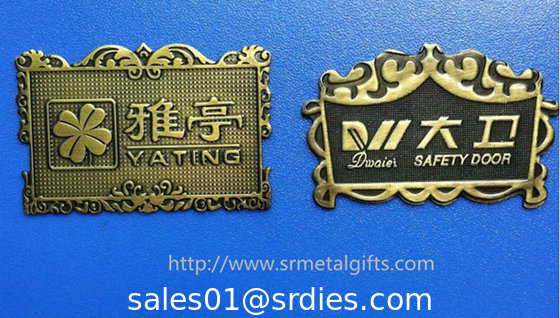 Custom made Antique brass metal emblem plate sign plaques, zinc alloy, supplier