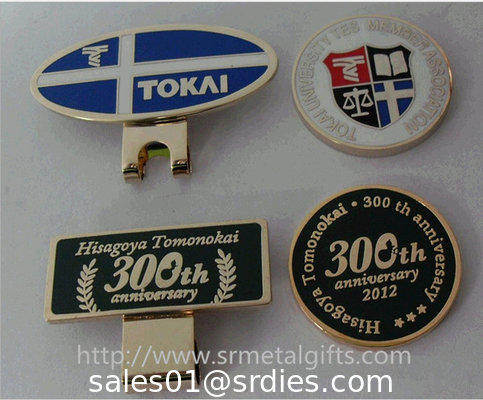 Soft enamel golf hat clip and golf ball marker coin set, imitation enamel golf hat clips, supplier