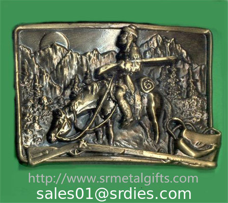 Antique brass emboss animal belt buckle, brass dog design belt buckles for men belt, supplier