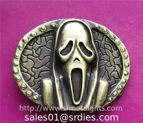 Halloween ghost design metal belt buckle,antique brass plated Hallowmas gift, zinc alloy, supplier