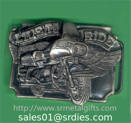 Retro vintage antique silver motorcycle design metal belt buckle for 38mm men belt supplier