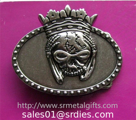 Cheap antique nickel skull belt buckle for men belt, custom metal skull belt buckles supplier