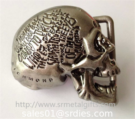 Cheap antique nickel skull belt buckle for men belt, custom metal skull belt buckles supplier