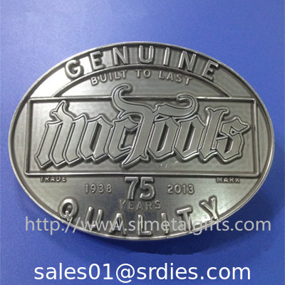 Promotional antique brass oval metal belt buckles with engraved brand logo, supplier