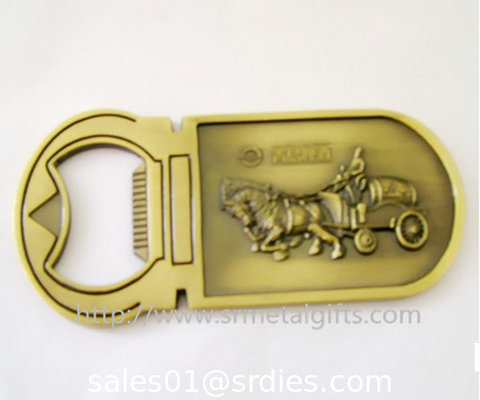 Antique brass embossed design metal bottle opener, zinc alloy, China factory, supplier
