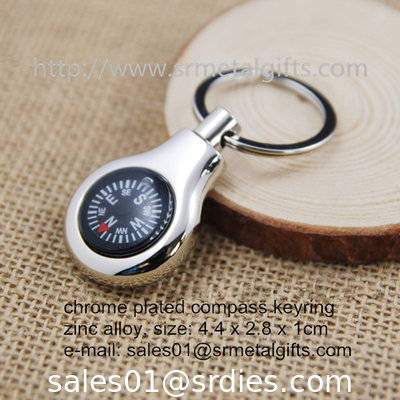 Luxury chrome fish designer compass keyring, custom hiking compass keyring, supplier