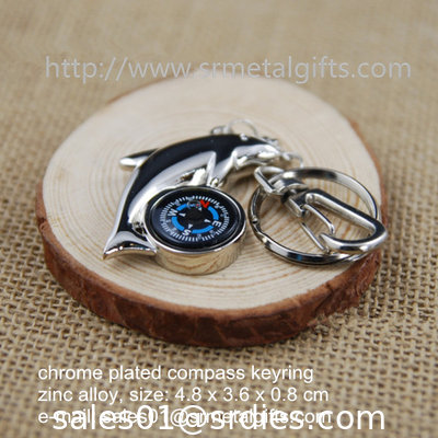 Luxury chrome fish designer compass keyring, custom hiking compass keyring, supplier