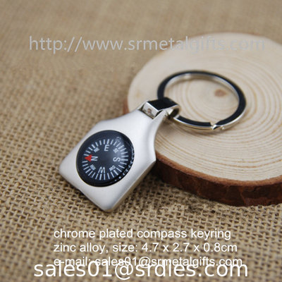 Luxury chrome fish designer compass keyring, custom hiking compass keyring, supplier