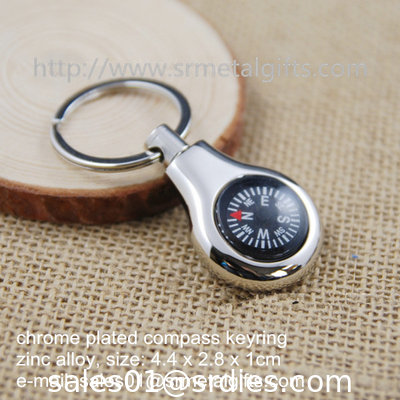 Premium chrome hiking kit compass key ring, chrome compass key chain, zinc alloy, supplier
