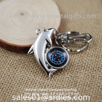 Premium chrome hiking kit compass key ring, chrome compass key chain, zinc alloy, supplier