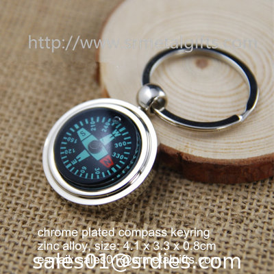 Premium chrome hiking kit compass key ring, chrome compass key chain, zinc alloy, supplier
