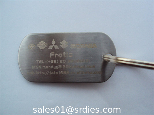 Brush nickel metal dog tag with etched text logo, brushed nickel dog collar tags, supplier