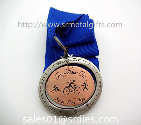 Embossed basketball award medals with ribbon, ribbon metal basketball prizing medallions, supplier