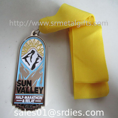 Embossed basketball award medals with ribbon, ribbon metal basketball prizing medallions, supplier