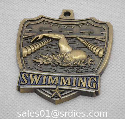 Bronze plated metal sports medals with ribbon, bronze metal awards medals and medallions, supplier