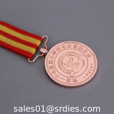 Bronze plated metal sports medals with ribbon, bronze metal awards medals and medallions, supplier