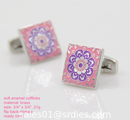 Premium soft enamel cufflinks, quality 1" cuff links for business gift set, in stock, supplier