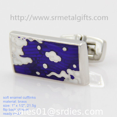 Luxury oval cufflinks for French shirt, stocked silver plated soft enamel cufflinks, supplier