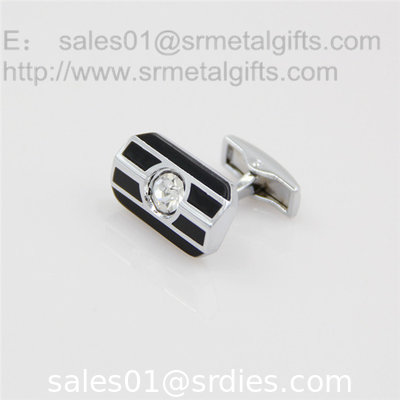 Crystal stone cufflink with black enamel, gemstone cufflinks for men' shirt, supplier