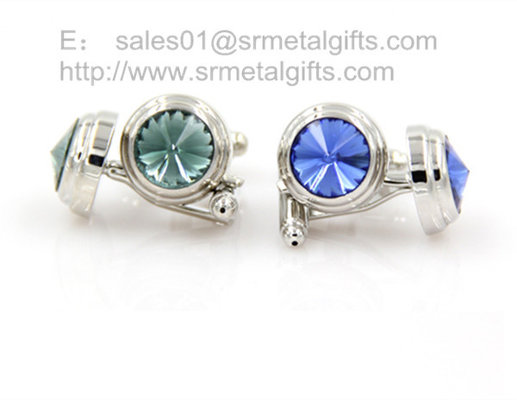 Luxury crystal cufflinks, silver plated crystal stone cufflinks with great detail, supplier