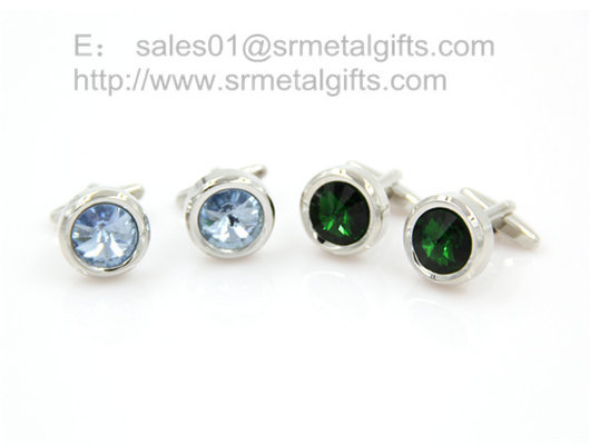 Luxury crystal cufflinks, silver plated crystal stone cufflinks with great detail, supplier
