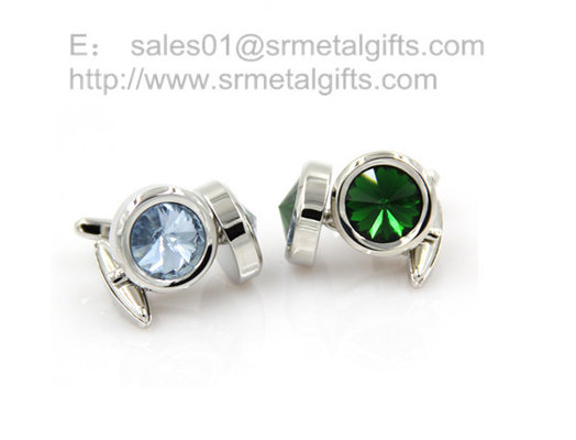 Luxury crystal cufflinks, silver plated crystal stone cufflinks with great detail, supplier