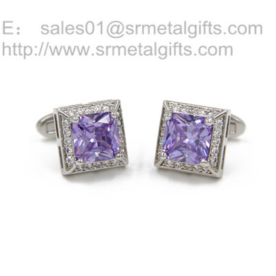 Luxury crystal cufflinks, silver plated crystal stone cufflinks with great detail, supplier