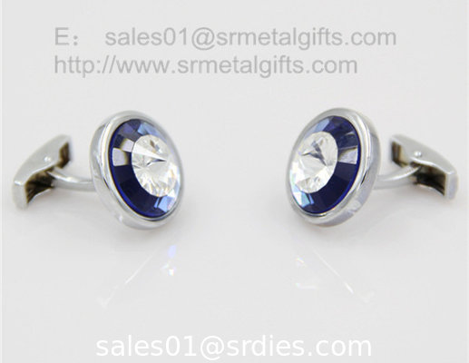 Luxury crystal cufflinks, silver plated crystal stone cufflinks with great detail, supplier