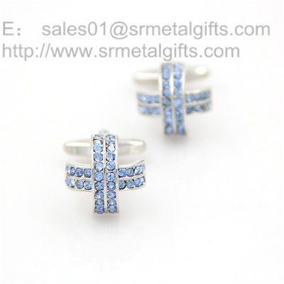 Czech stone arched cross cufflinks for sale, bespoke rhinestone cufflinks for men, supplier