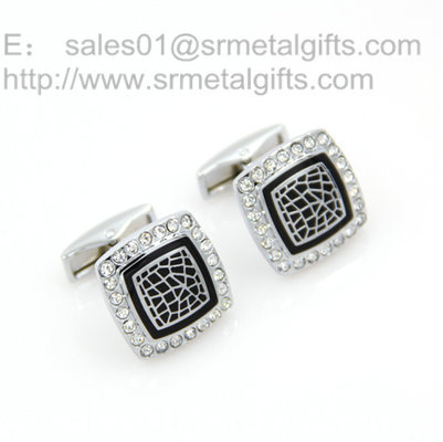 Czech stone arched cross cufflinks for sale, bespoke rhinestone cufflinks for men, supplier