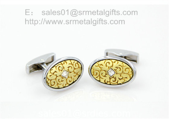 Two tone rhinestone cufflinks with silver and gold combination, stone two tone cufflinks, supplier