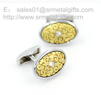 Two tone rhinestone cufflinks with silver and gold combination, stone two tone cufflinks, supplier