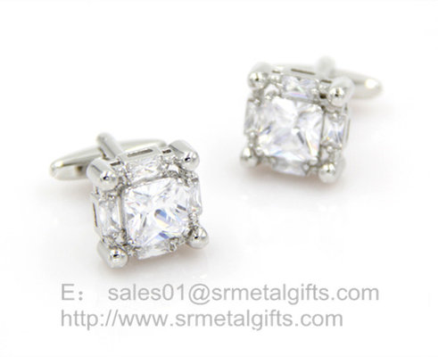 Men's Cubic Zirconia Formal Cufflinks, luxury stone cuff link for men dress shirts, supplier