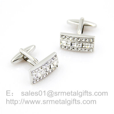 Rhinestone Silver Modern Cufflinks for wedding Shirts, men's wedding cuff links, supplier