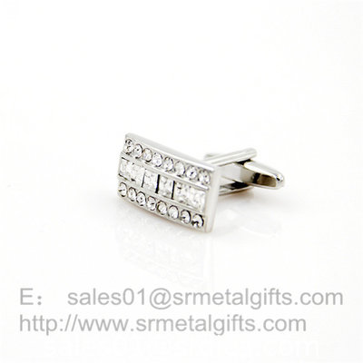 Rhinestone Silver Modern Cufflinks for wedding Shirts, men's wedding cuff links, supplier