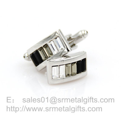 Luxury designer crystal stone cufflinks, stocked jewelry cufflink with rhinestone inset, supplier