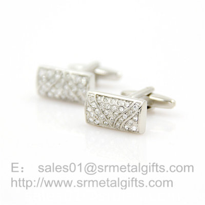 Multi color crystal cufflinks, jewelry cufflinks with 3 color crystal stone inlay, supplier