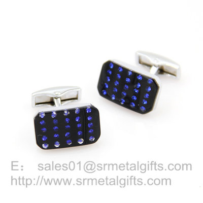 blue glass stone cufflinks for men gift, Czech stone glass cover cuff links, supplier