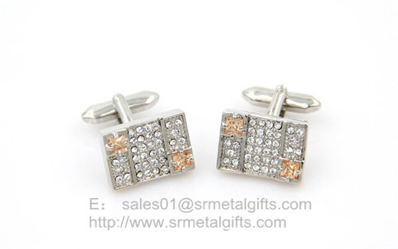 China cufflink factory for classic rhinestone rectangle cufflinks, in stock, supplier