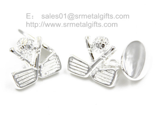 Sterling silver golf driver cufflinks, custom 925 sterling silver cuff links for men, supplier