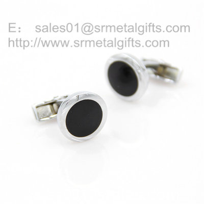 Cheap black enamel round cufflinks, vintage enamel cuff links for men's formal wear, supplier