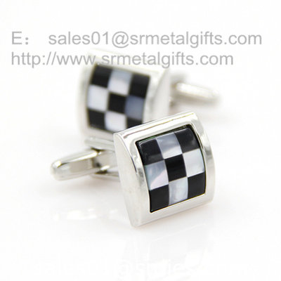 Plaid mother of pearl cufflinks for sale, in stock glass and mother of pearl cuff links, supplier