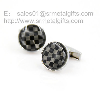 18mm glass top mother of pearl round cufflinks, plaid mother of pearl cufflinks in stock, supplier